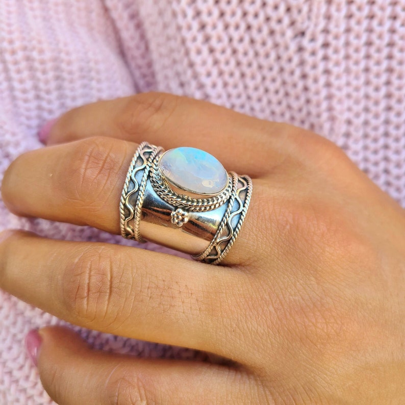 Genuine Moonstone Ring Moonstone Silver Ring Handmade - Etsy