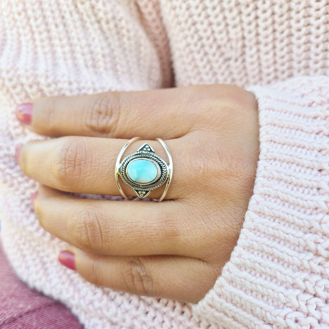Natural Larimar Ring, Larimar Silver Ring, Larimar Ring, 925 Silver ...
