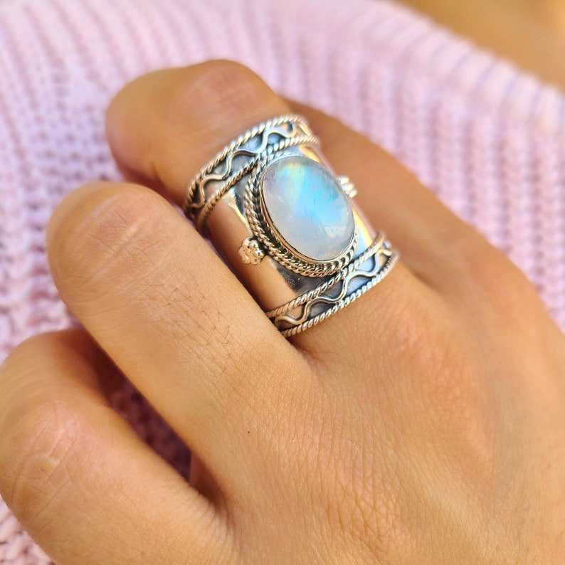 Genuine Moonstone Ring Moonstone Silver Ring Handmade - Etsy