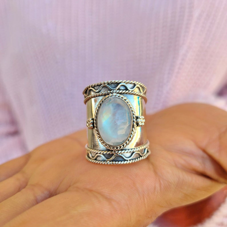 Genuine Moonstone Ring Moonstone Silver Ring Handmade - Etsy