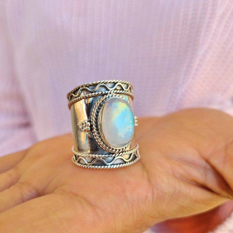 Genuine Moonstone Ring Moonstone Silver Ring Handmade - Etsy