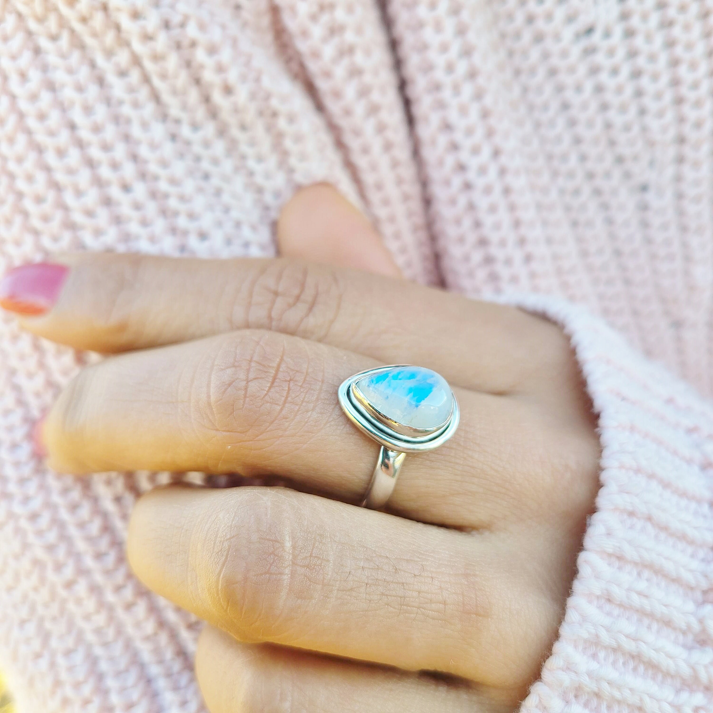 Genuine Moonstone Ring Moonstone Silver Ring Handmade | Etsy