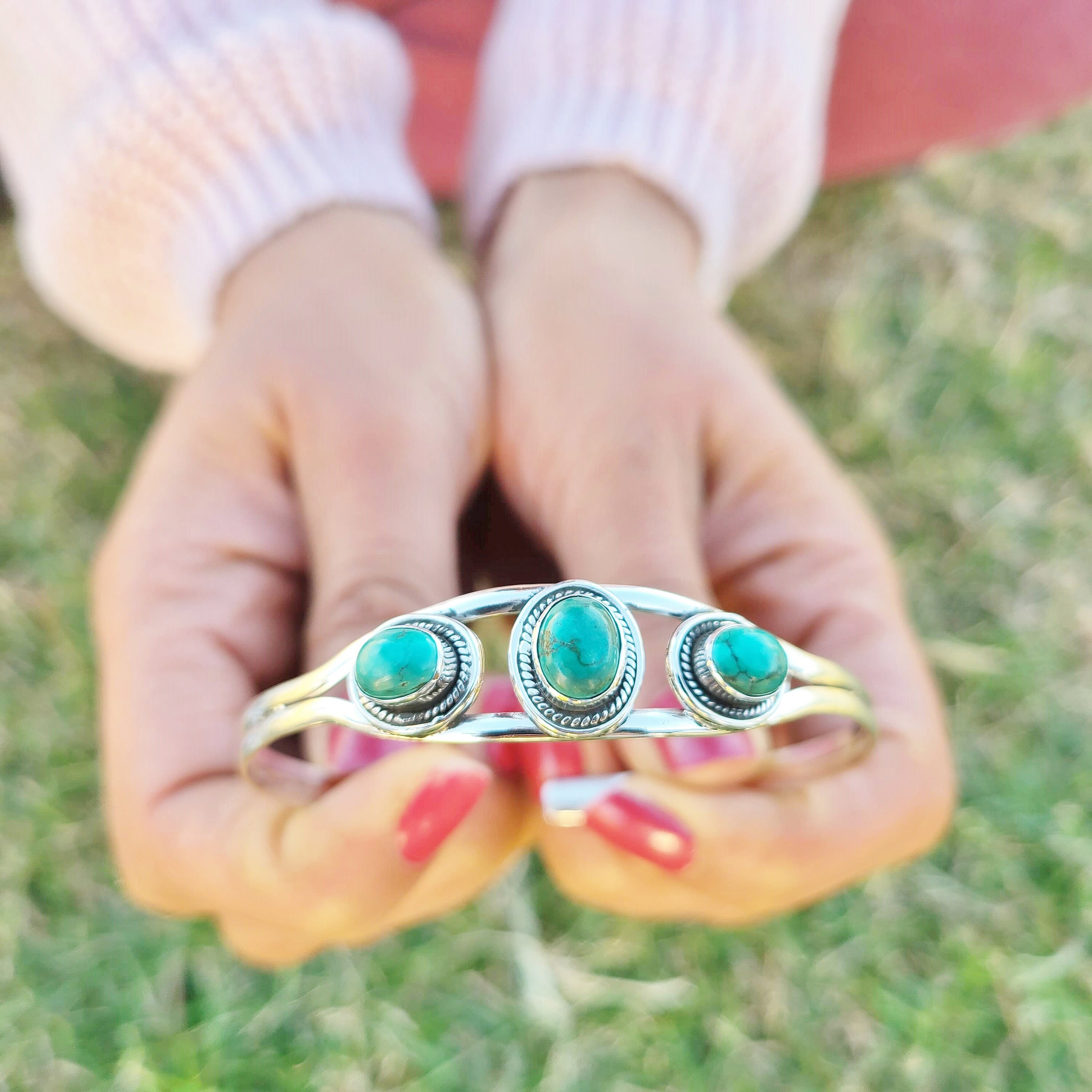 Genuine Turquoise Bangle Bracelet Silver Turquoise Bangle | Etsy