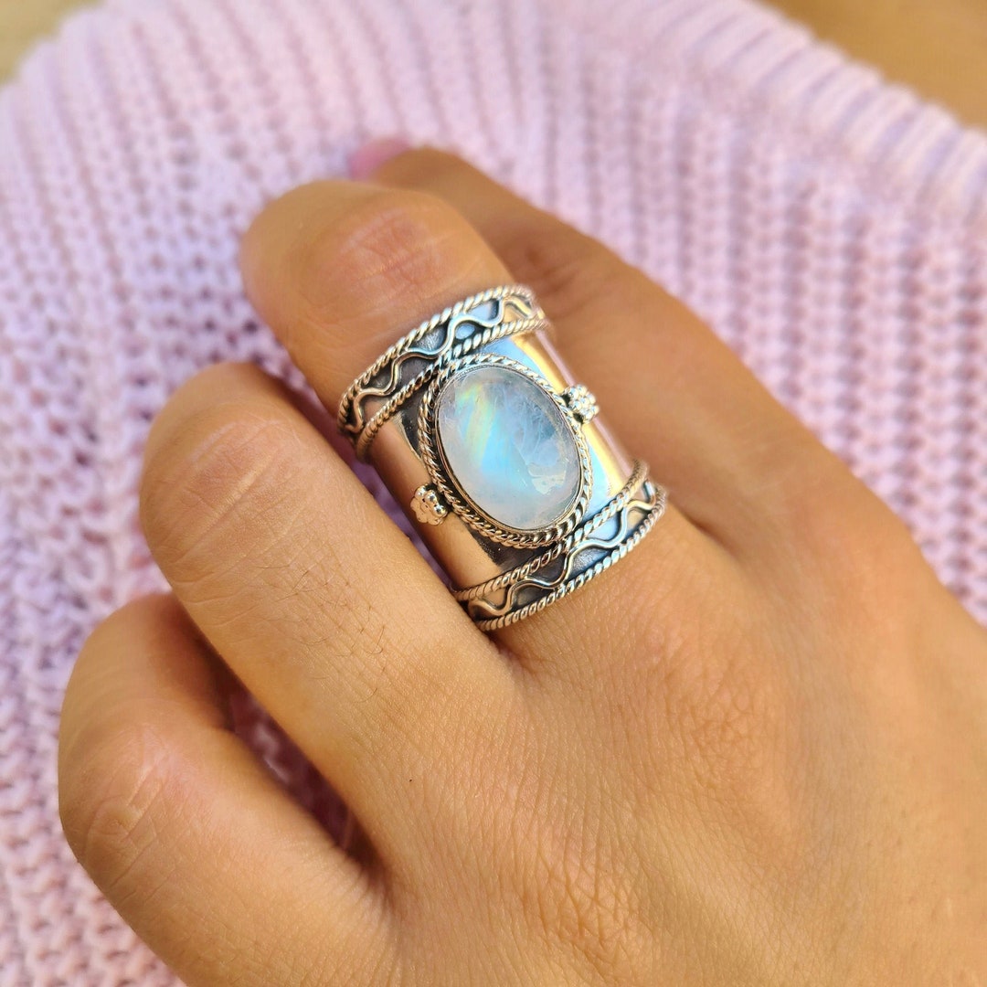 Genuine Moonstone Ring, Moonstone Silver Ring, Handmade Ring, Moonstone ...