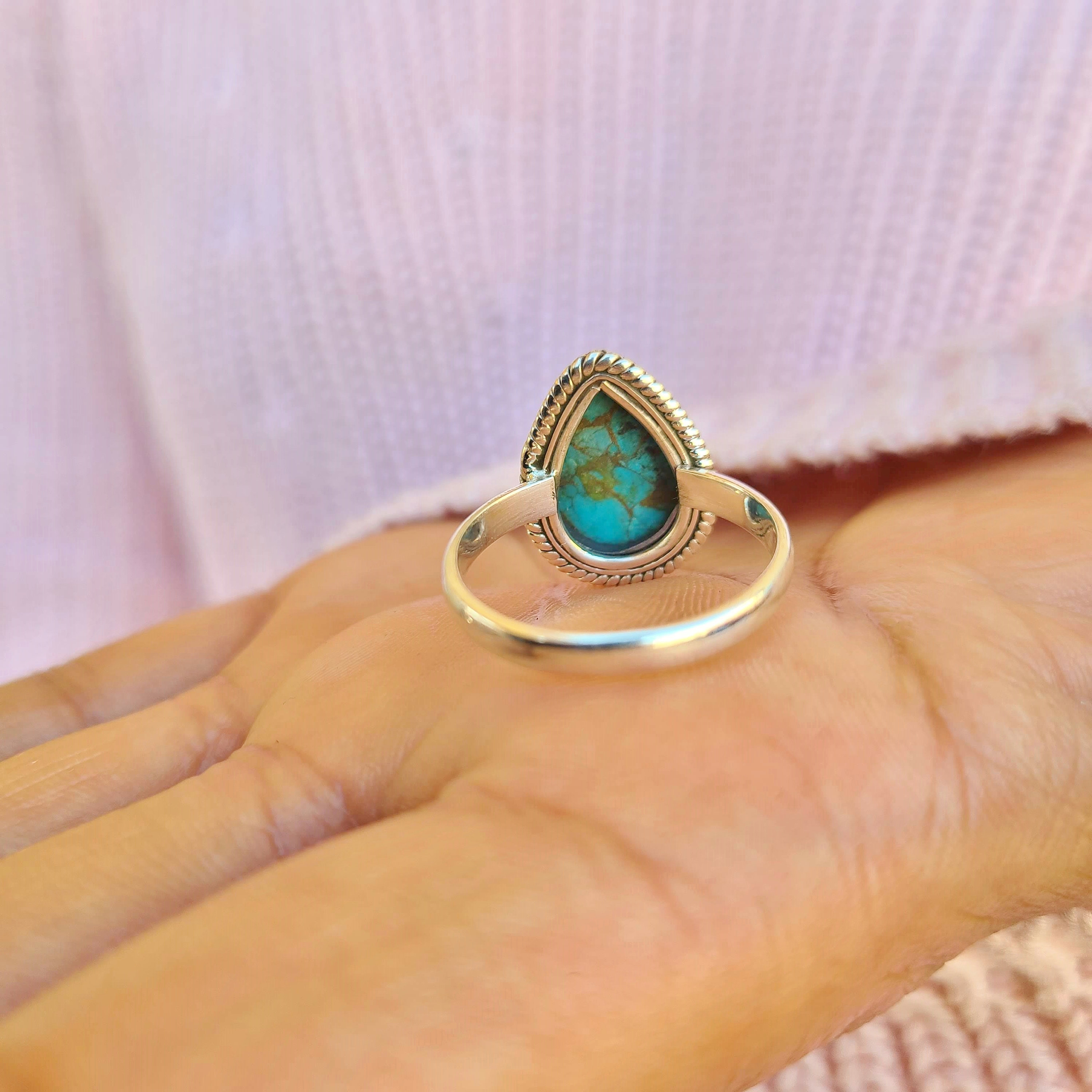 Natural Turquoise Ring Silver Turquoise Ring Copper | Etsy