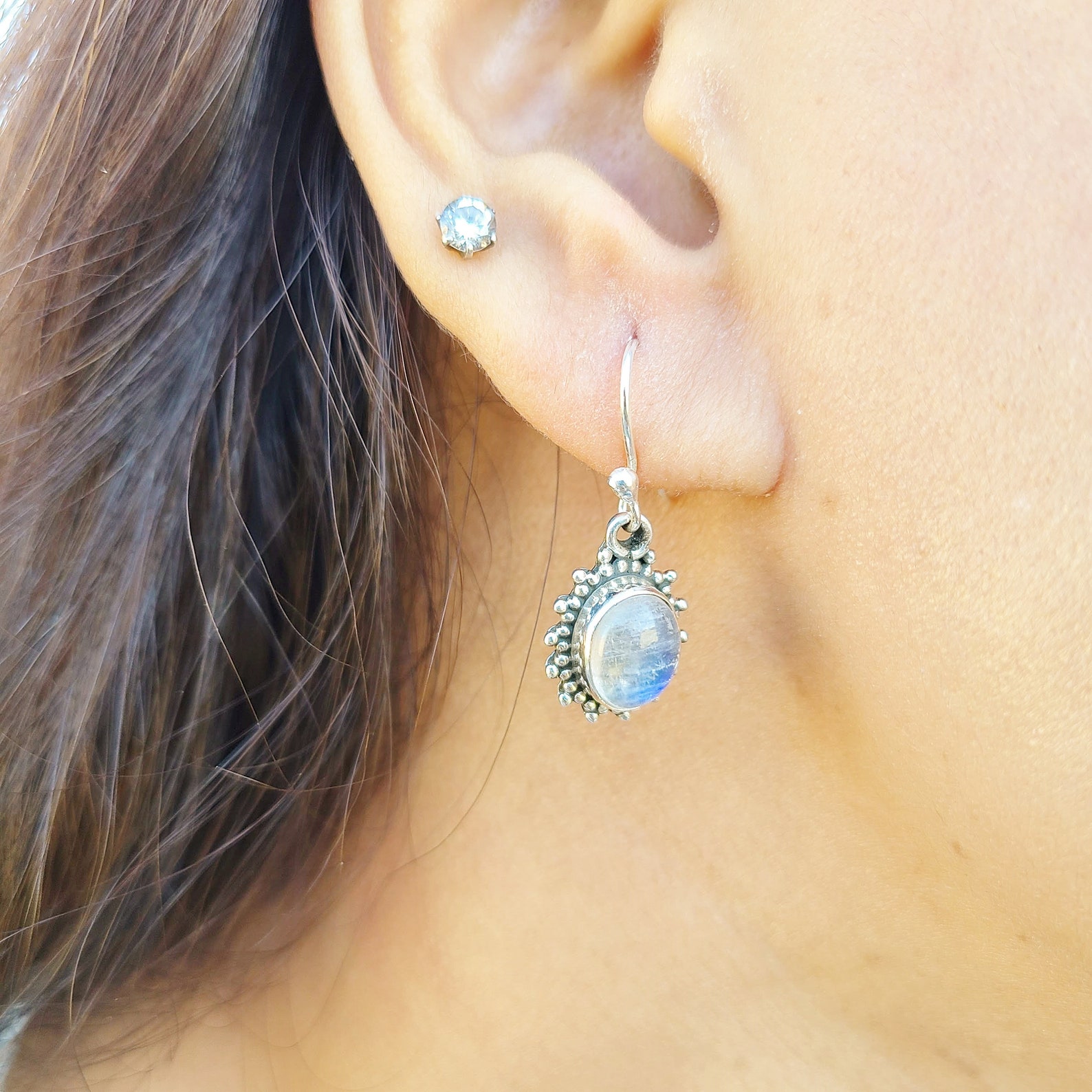 Genuine Moonstone Earrings Moonstone Silver Earrings | Etsy