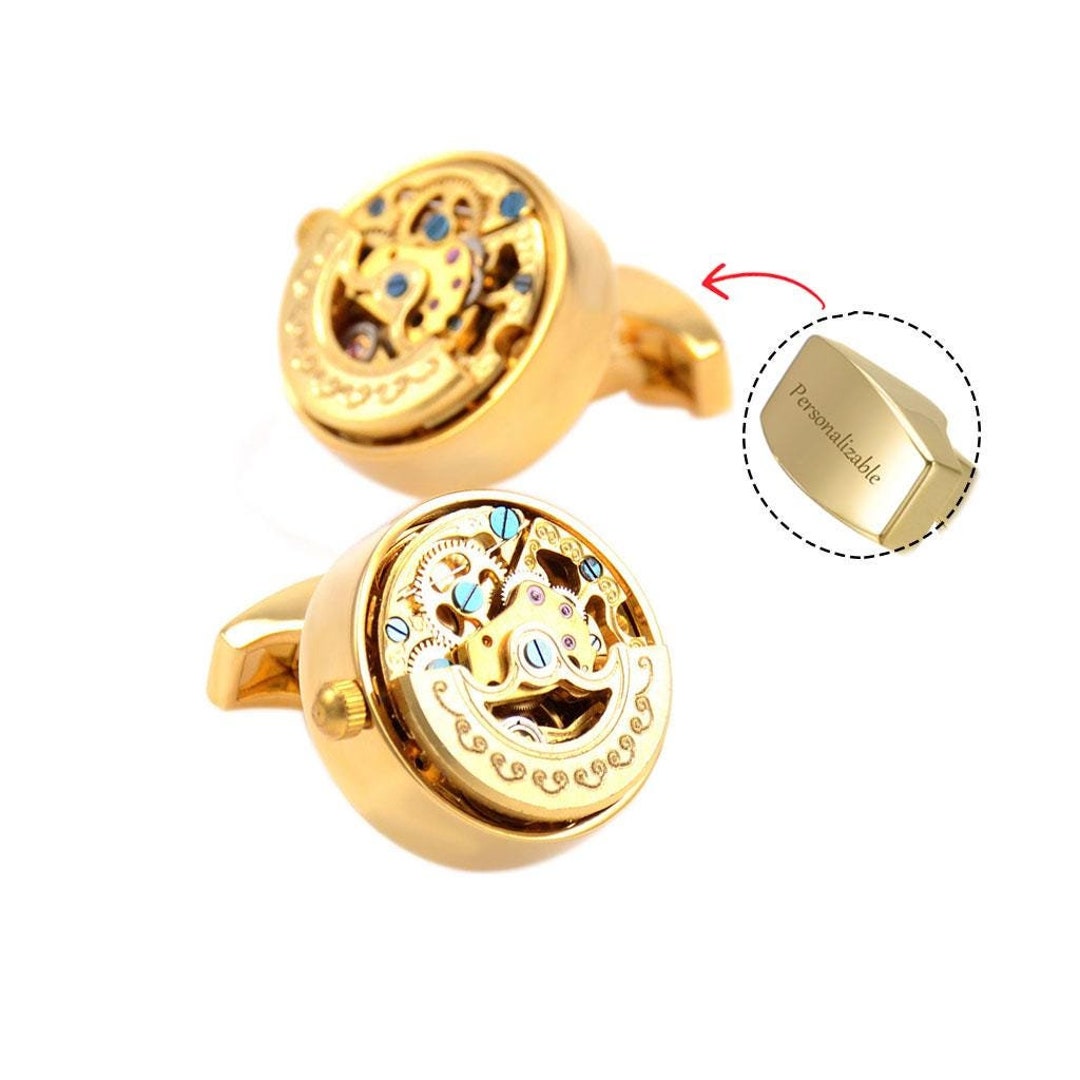 Personalized Mechanical Cufflinks – Vintage Gear Movement Cufflinks for ...
