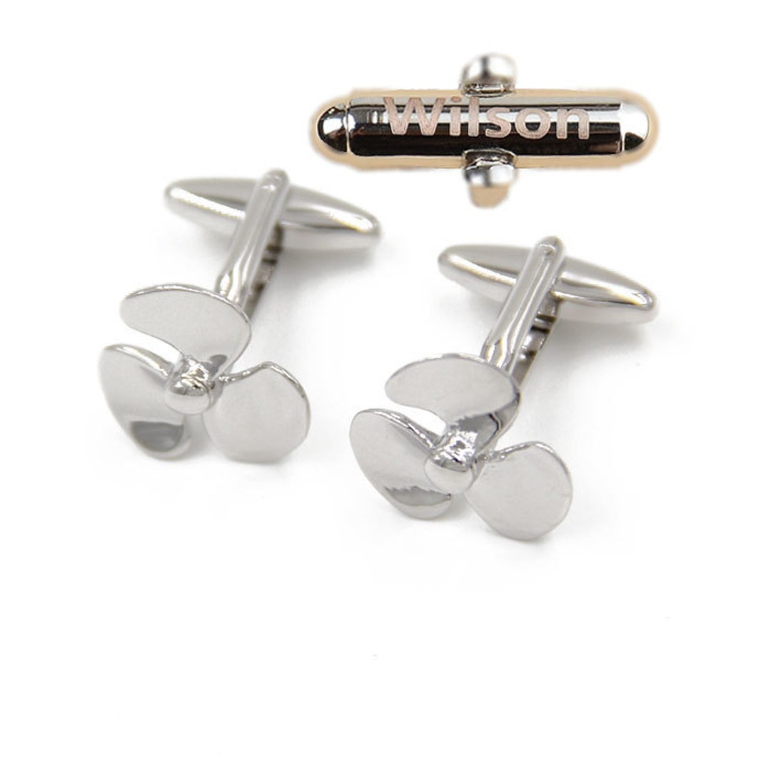 Lettering Propeller Fan Silver Cufflinks Wedding Groomsmen Fan ...