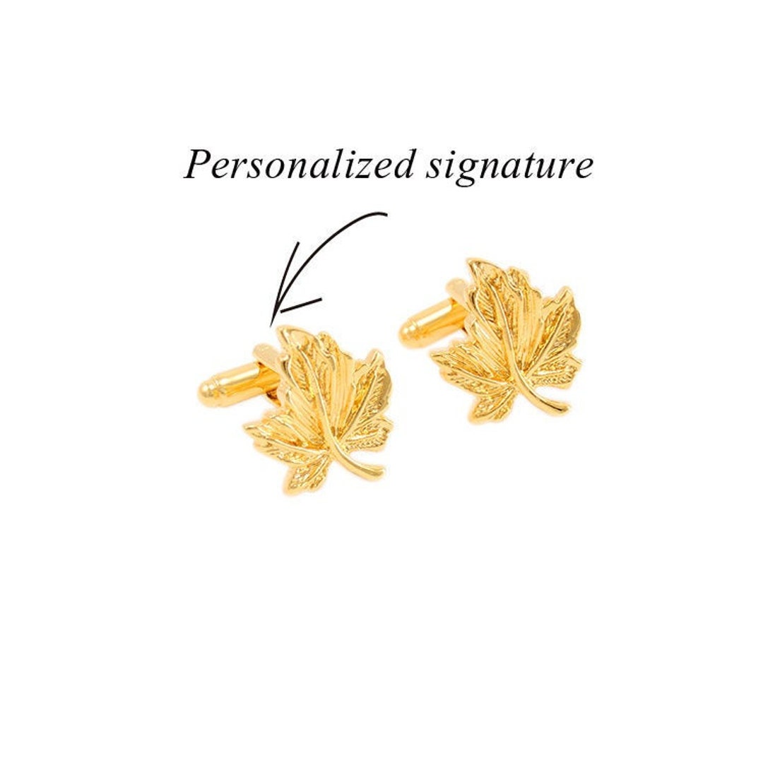 Personalized Name Cufflinks, Golden Maple Leaf Cufflinks, Canadian ...