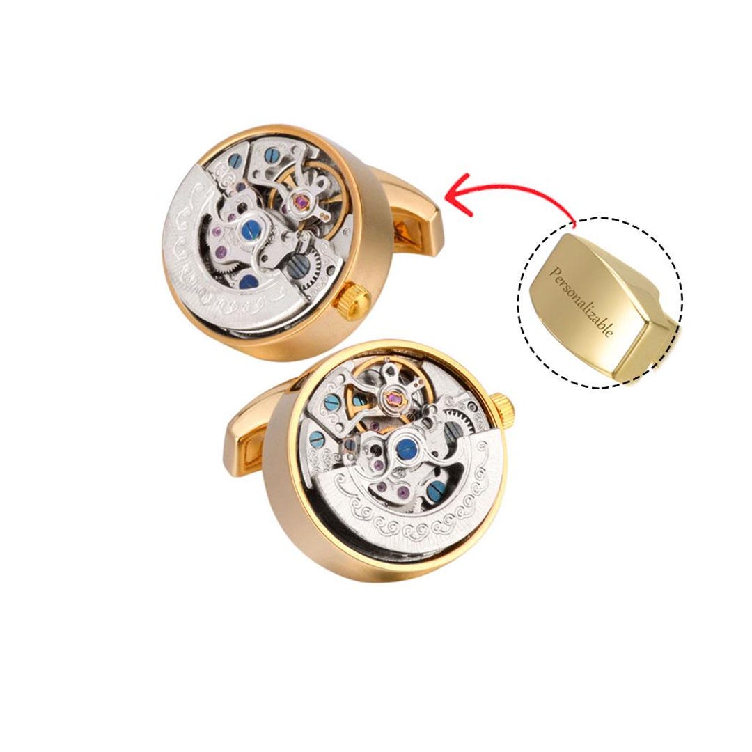 Personalized Mechanical Clock Cufflinks, Watch Time Cufflinks, Initials ...