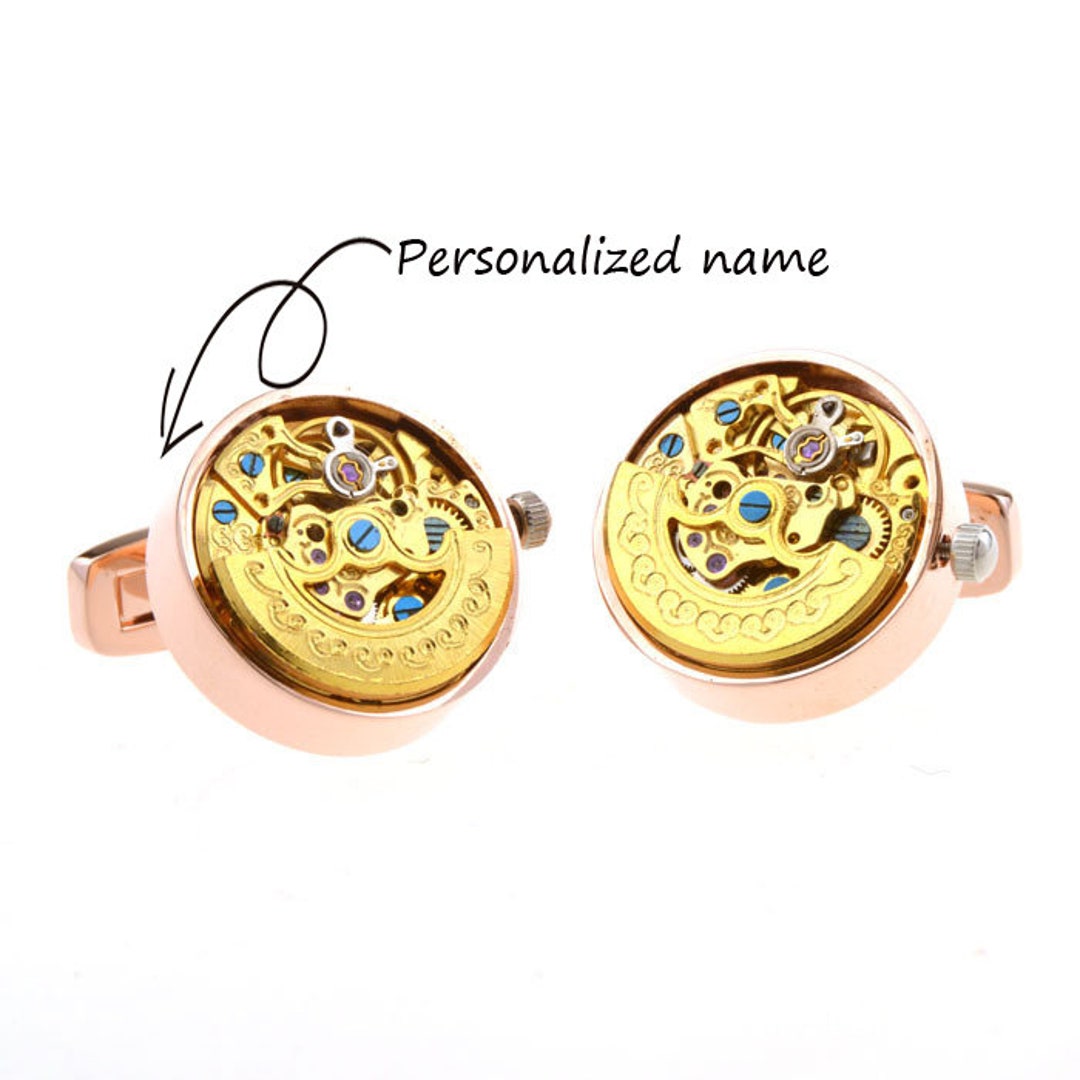 Movable Cufflinks Winding Working Watch Mechanism Cuff Link Steampunk ...