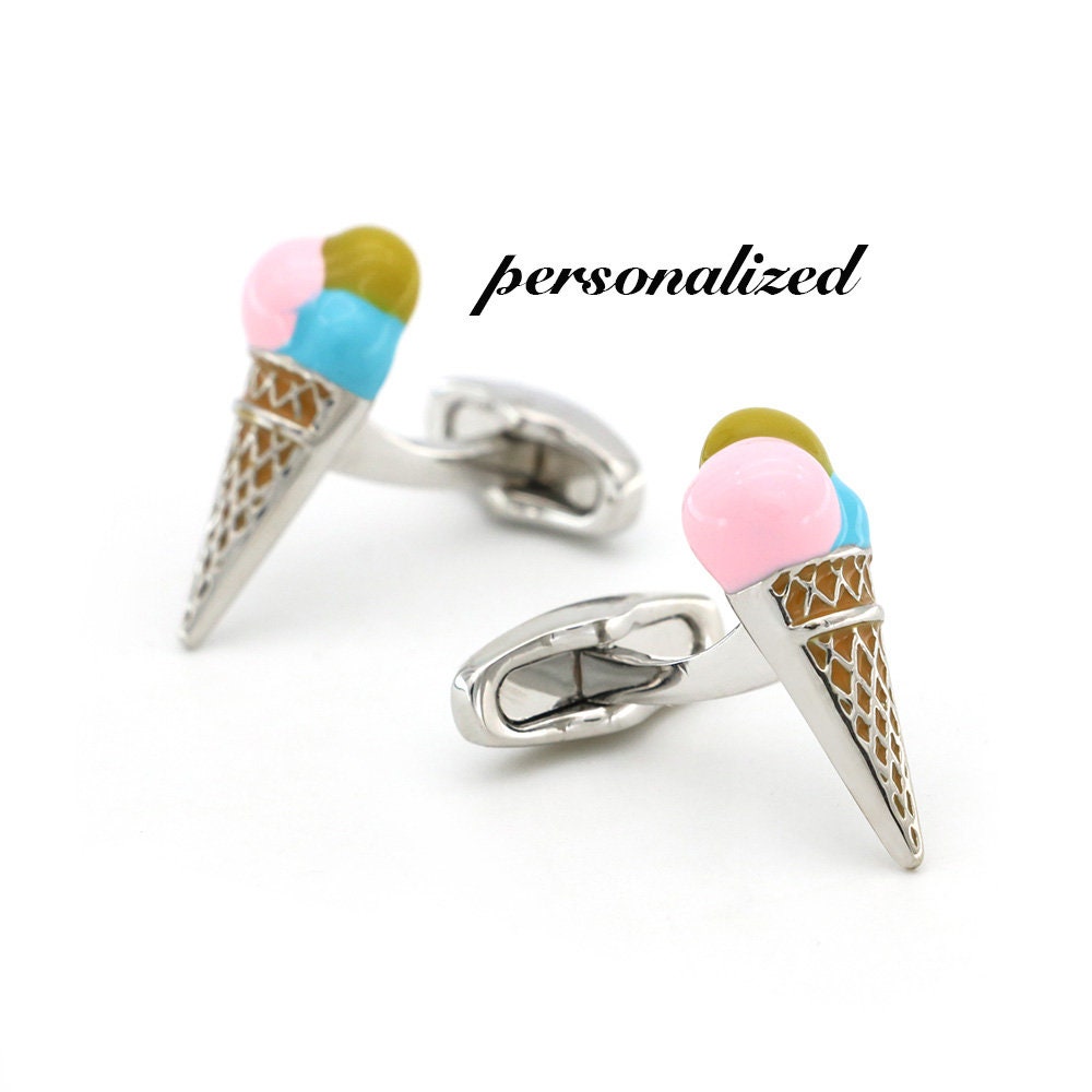 Personalized Name Cufflinks Ice Cream Life Elements Lovely - Etsy UK