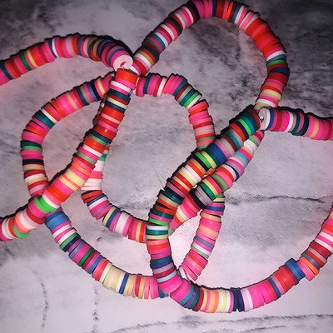 Pink Clay Bead Stretch Bracelets - Etsy