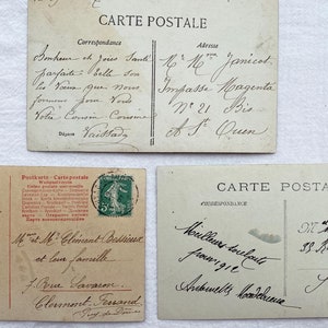 Antique French Post Cards, Set of 3, Used, Ephemera, 1900s, Bonne Année ...