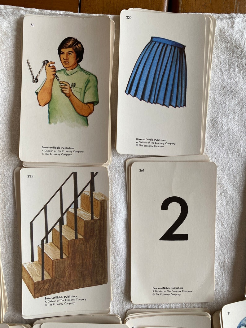 1970s Picture Cards Vocabulary Cards Vintage Set of 5 - Etsy