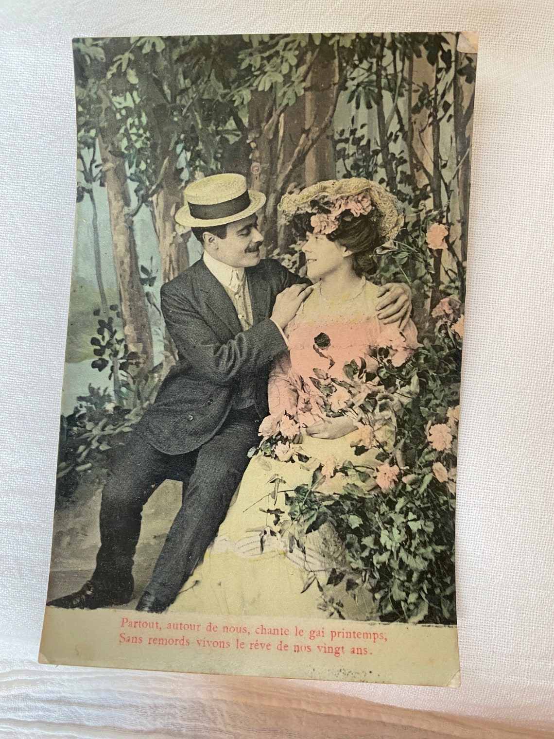 Set of 5 French Postcards, Romantic, Couples, Ephemera, Antique, Love ...