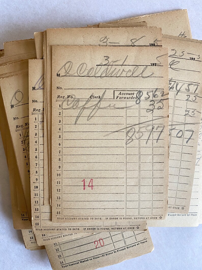 4 Grocery Receipts, 1930s, Account Receipts, Vintage, Ephemera, Random ...