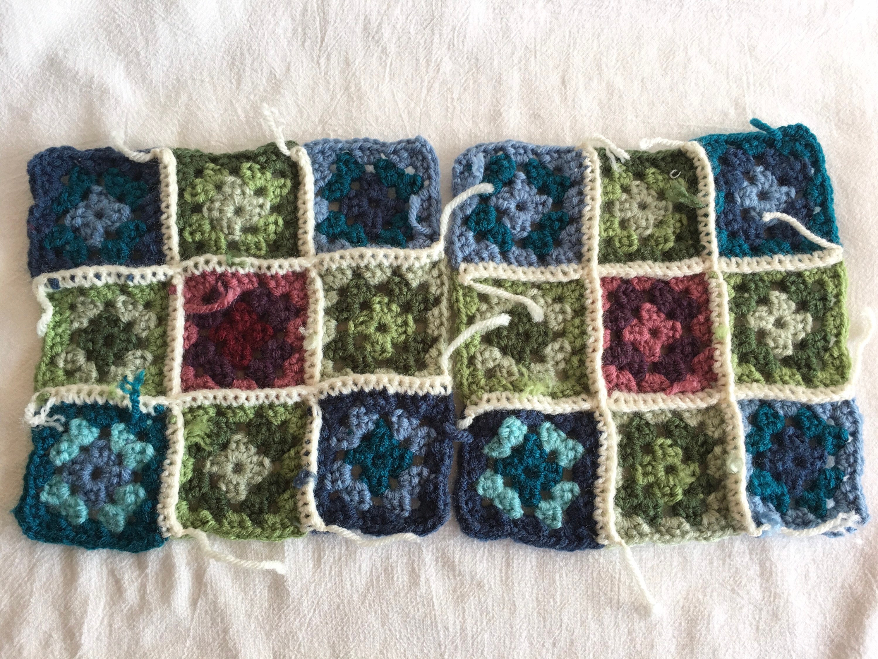 One 9-Piece Granny Square Panel Mat Crocheted Acrylic Yarn | Etsy