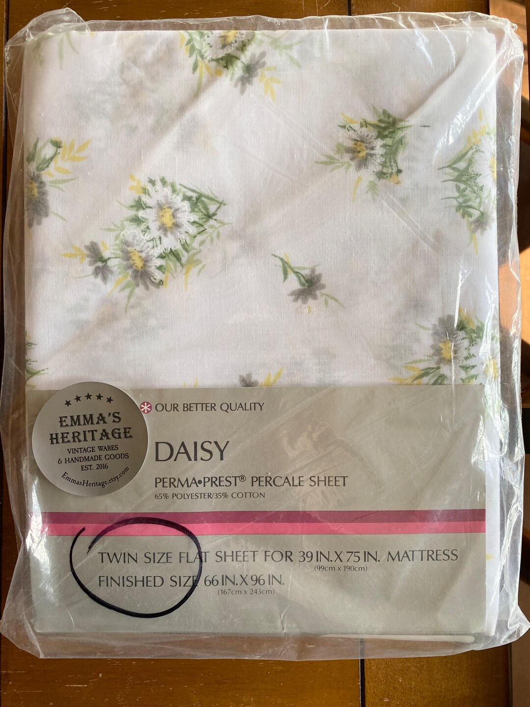 Vintage Unopened Sears Twin Flat Sheet, Daisy Pattern, Perma Prest ...