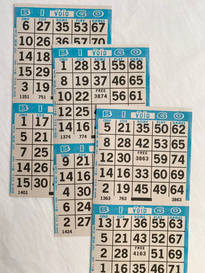 Bingo Cards Home Play Blue Set of 12 Craft Paper Art - Etsy