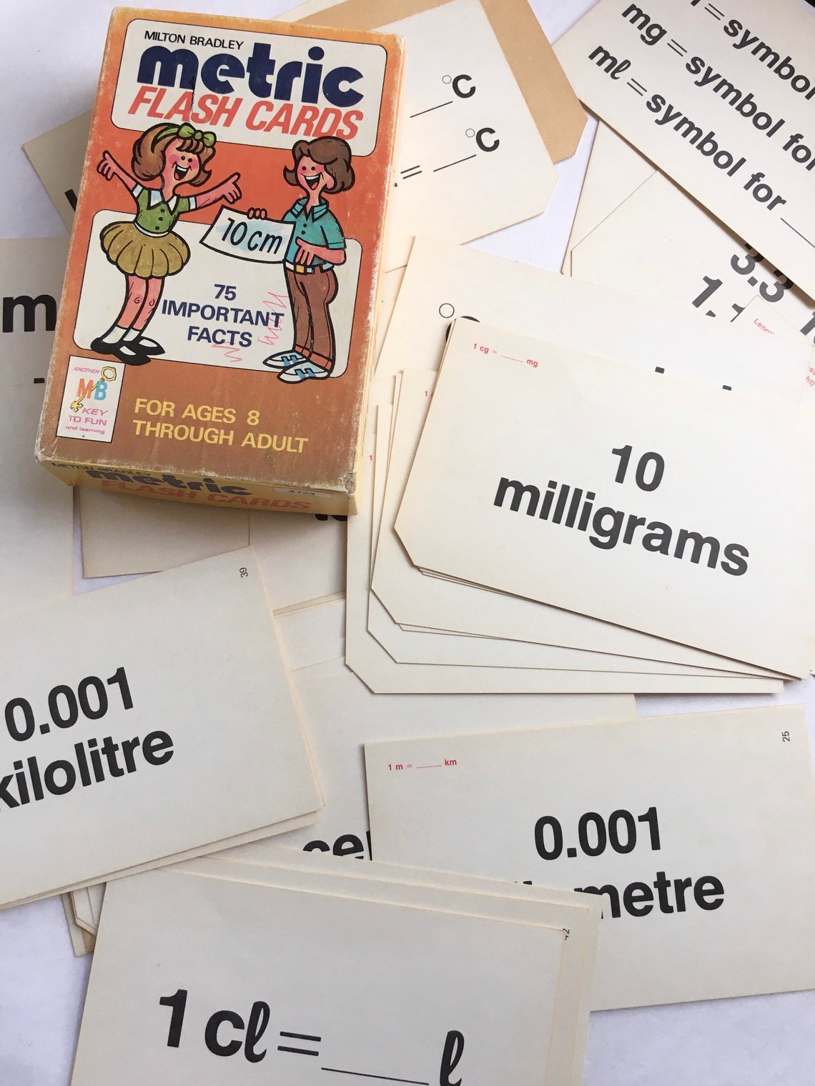5 Metric Flash Cards 1970s Mid Century Math Cards Milton | Etsy