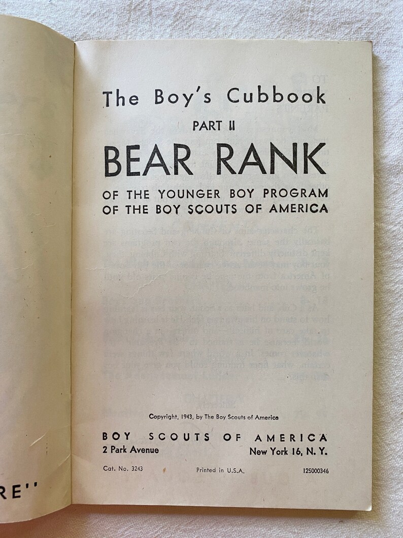 The Boys Cubbook Part II Bear Rank 1943 Boy Scouts of - Etsy