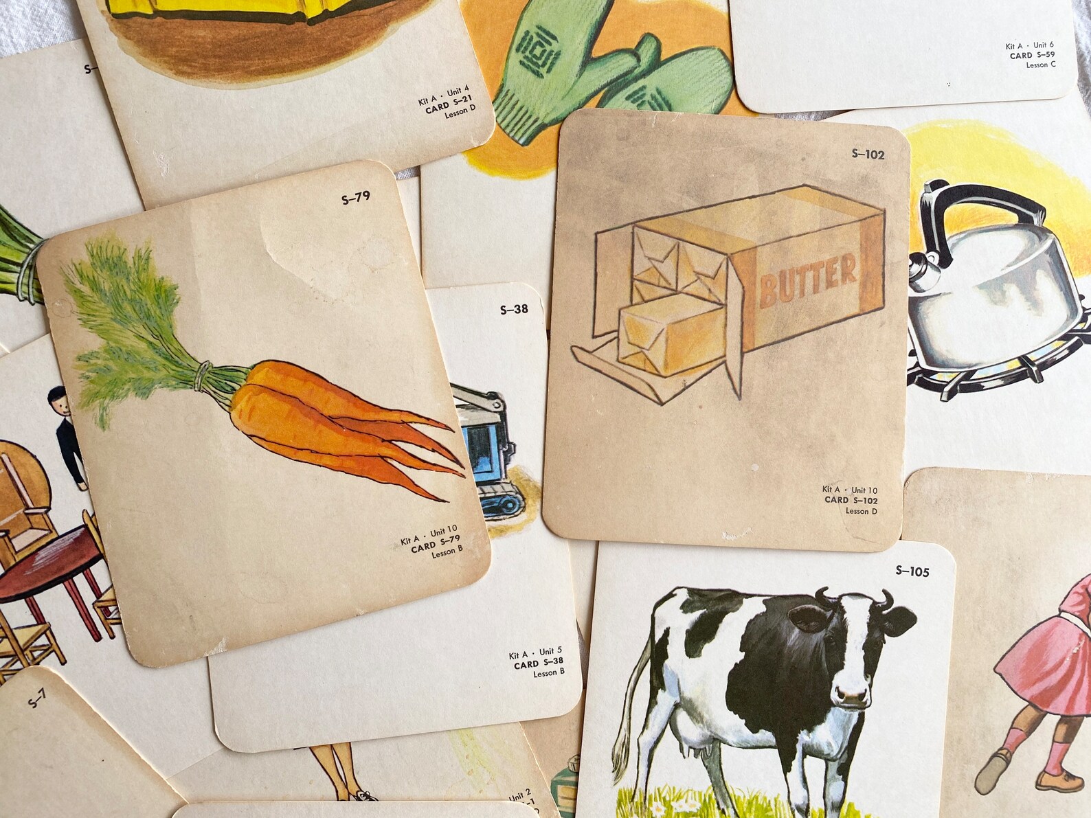 1950s Picture Cards Vocabulary Cards Vintage Set of 5 - Etsy