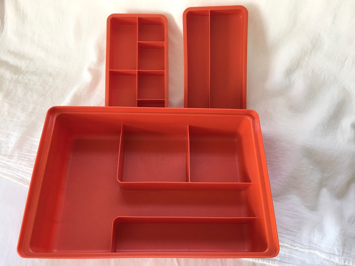 Tupperware Tuppercraft Orange Sliding Divider Organizer | Etsy