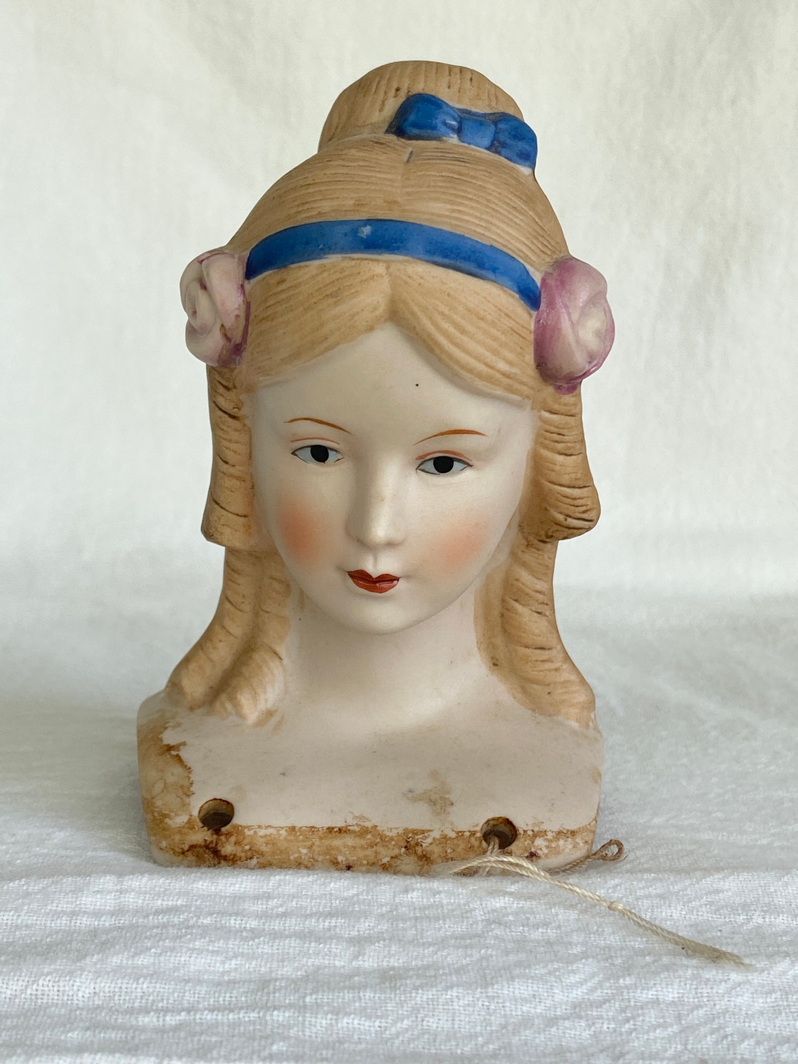 Vintage Shackman Bisque Doll Head, Blonde Girl Doll Head, 19th Century ...