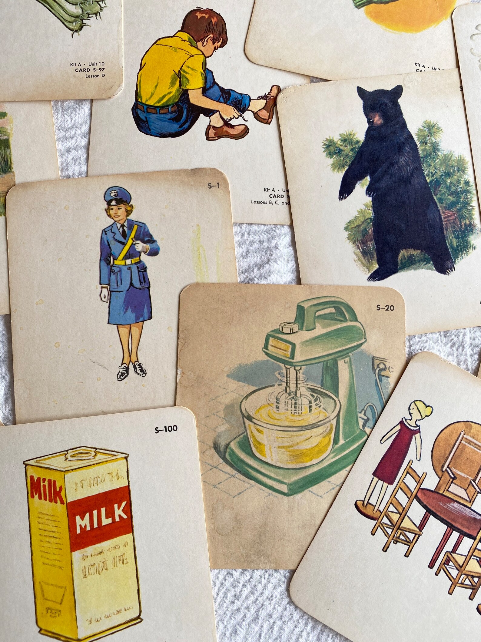 1950s Picture Cards Vocabulary Cards Vintage Set of 5 - Etsy