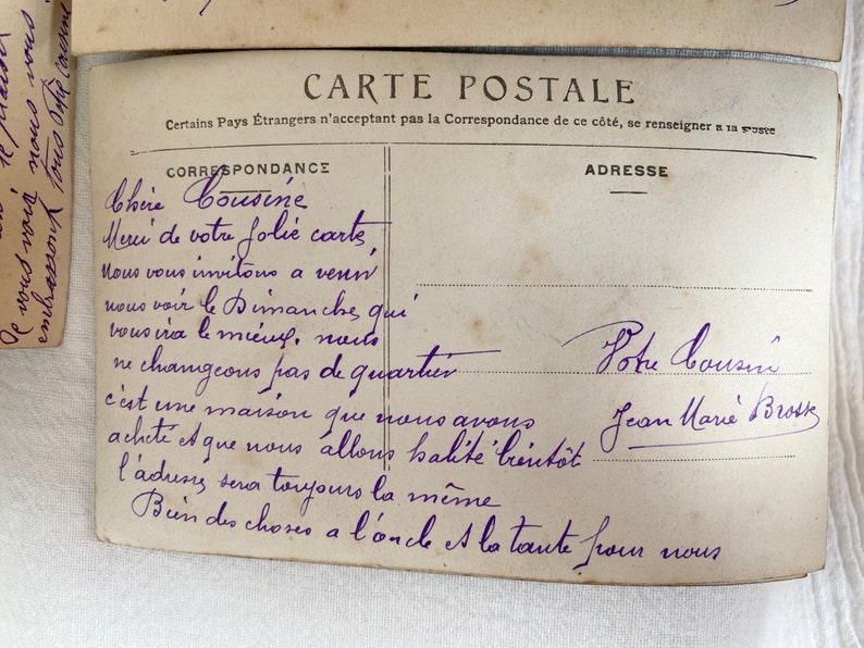 Set of 5 French Postcards, Romantic, Couples, Ephemera, Antique, Love ...