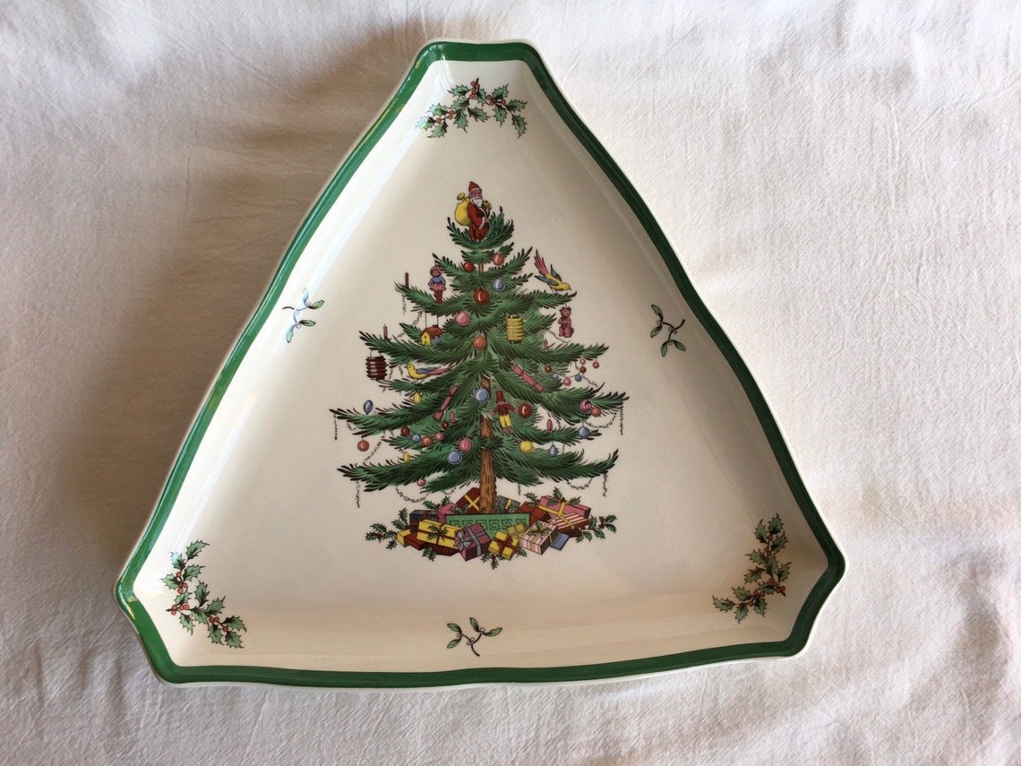 Spode Christmas Tree Large Triangular Tray Christmas Serving | Etsy