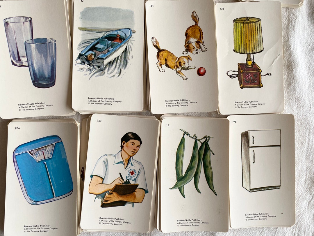 1970s Picture Cards, Vocabulary Cards, Vintage, Set of 5, Random ...