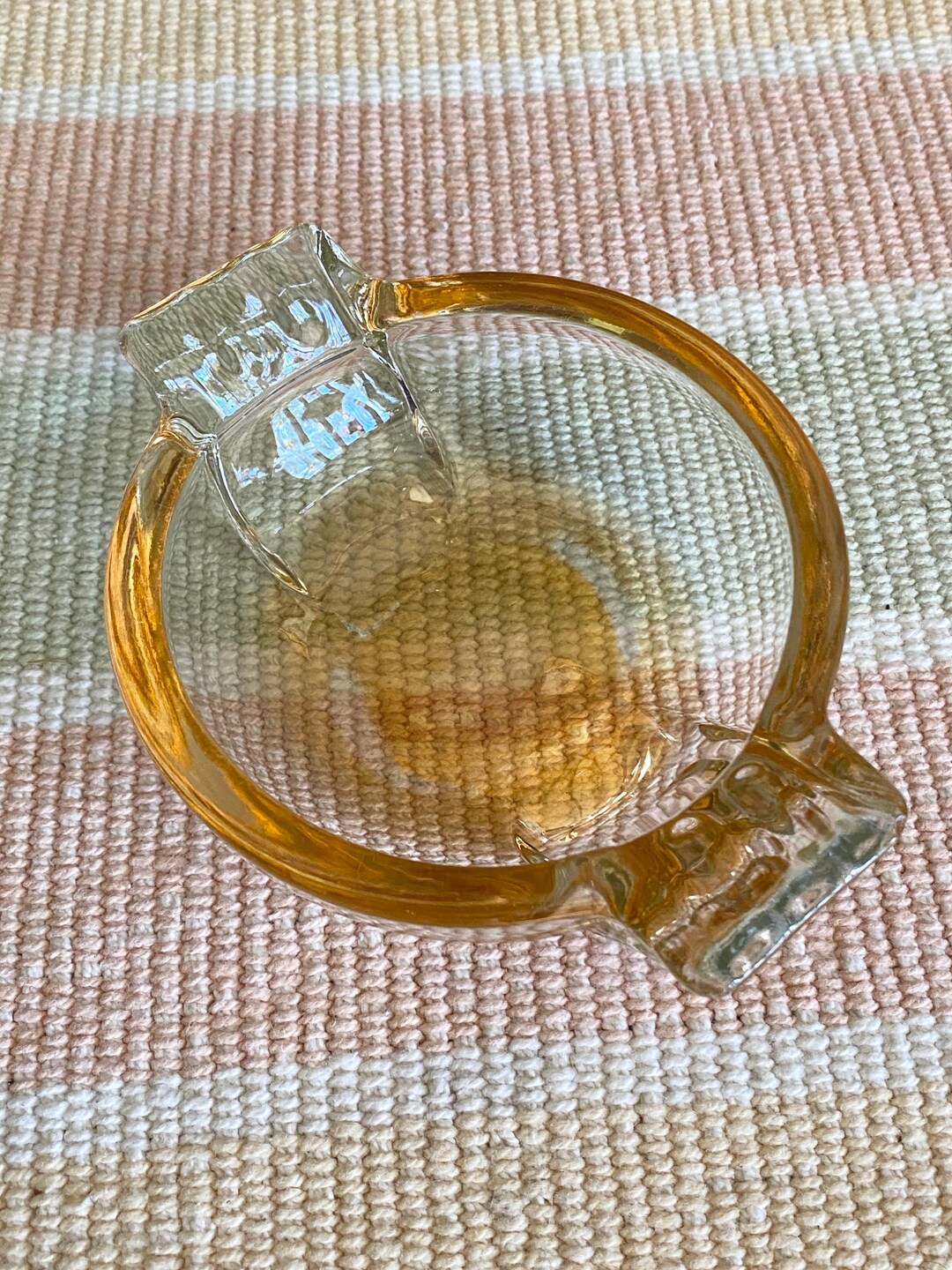 1960’s Amber Glass Ashtray, USED, Chunky Orange Tinted Glass, Mid ...