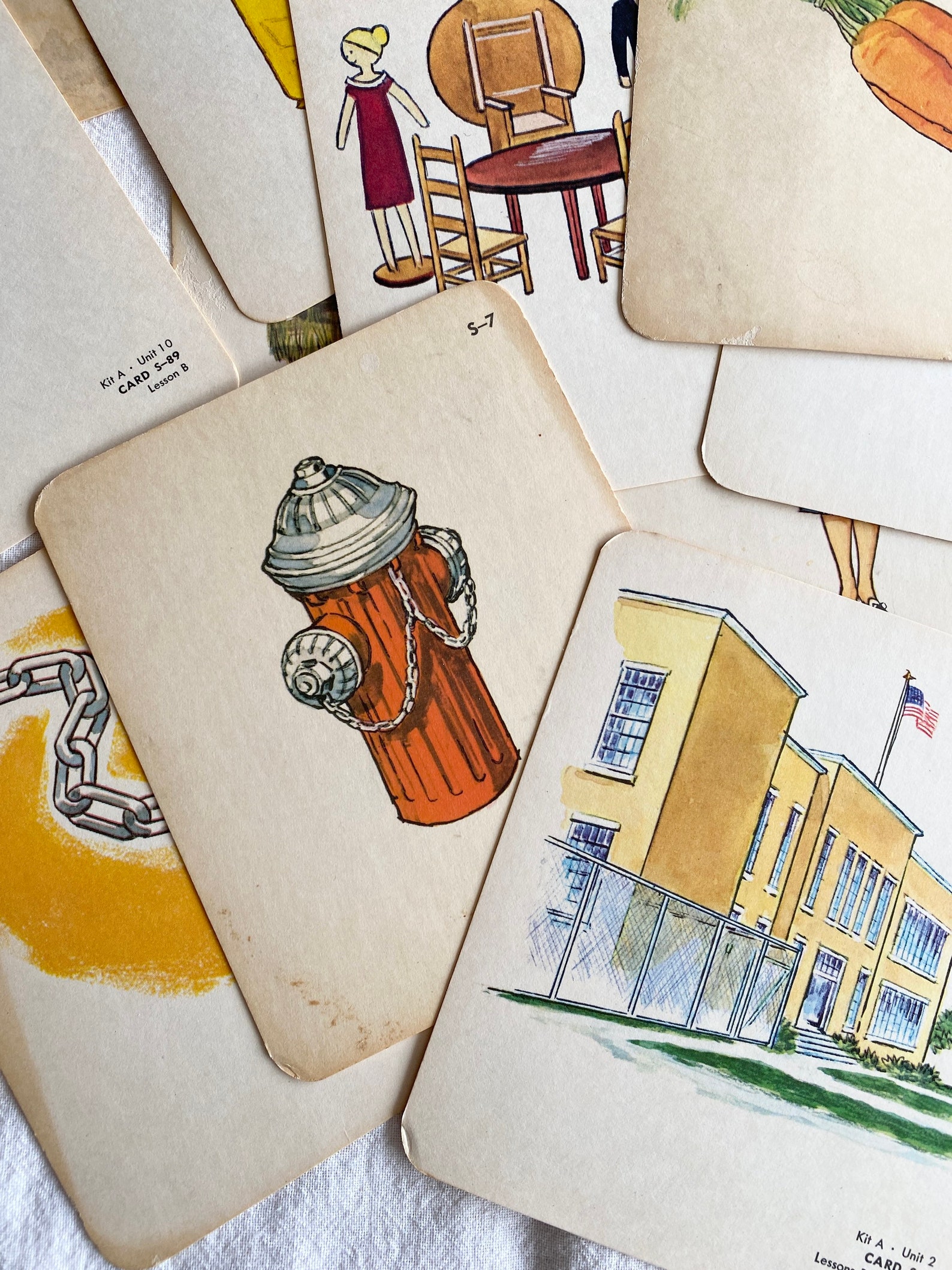 1950s Picture Cards Vocabulary Cards Vintage Set of 5 - Etsy