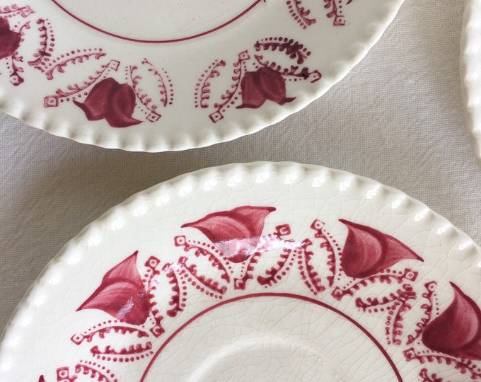 Blue Ridge Red Tulip Saucers, Hand Painted, Southern Potteries, A ...