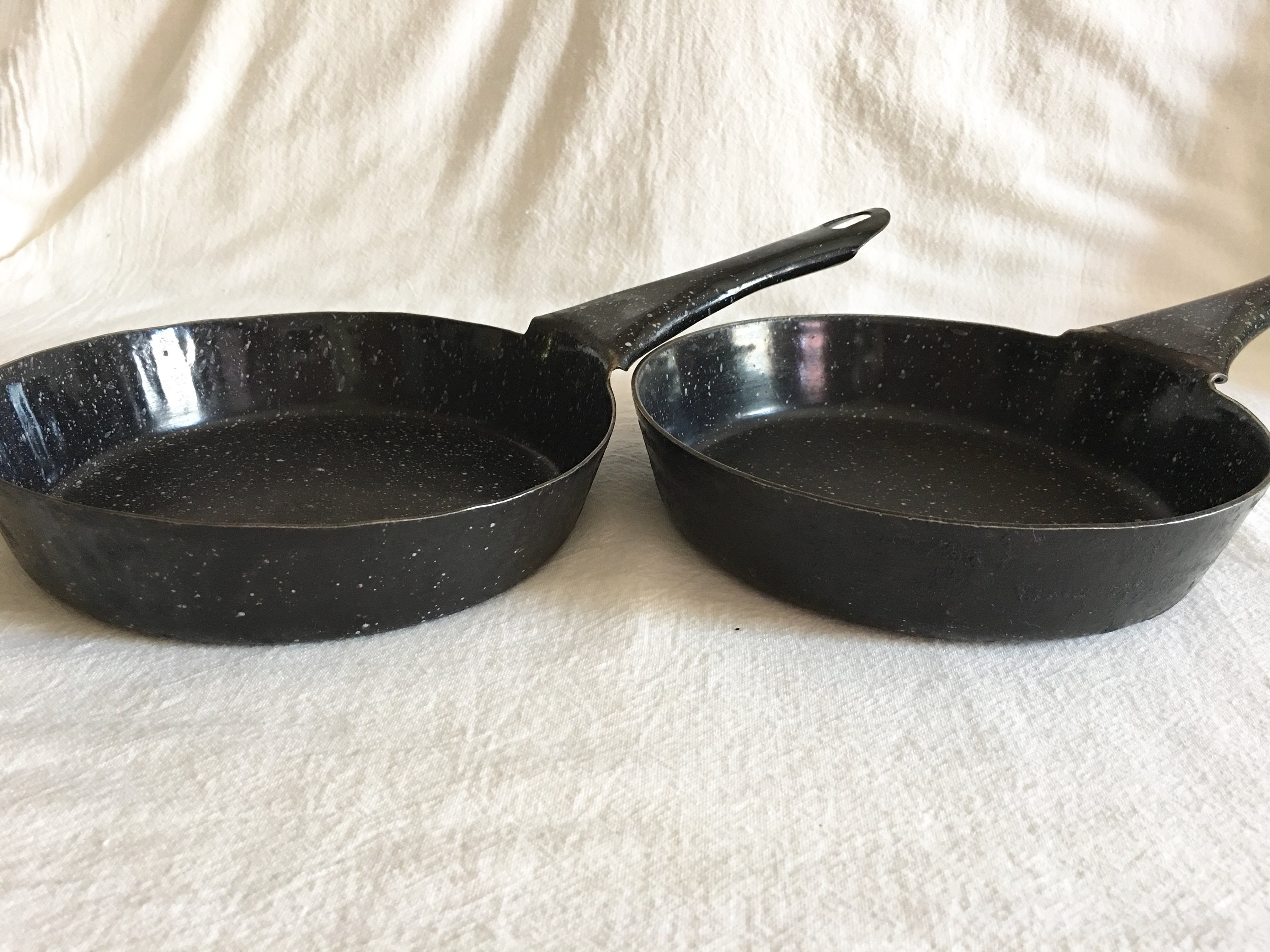 farmhouse country chic kitchen Bless This Mess enamelware fry pan Pots ...