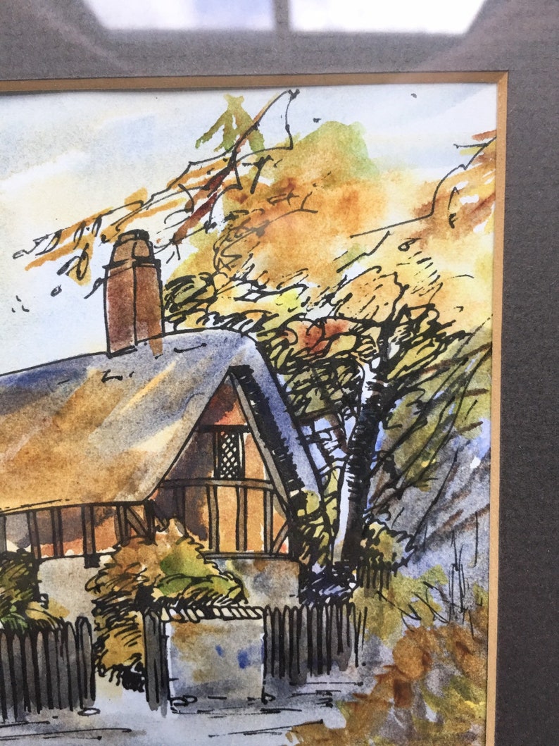 Signed Watercolor Anne Hathaway's Cottage John Corvin | Etsy