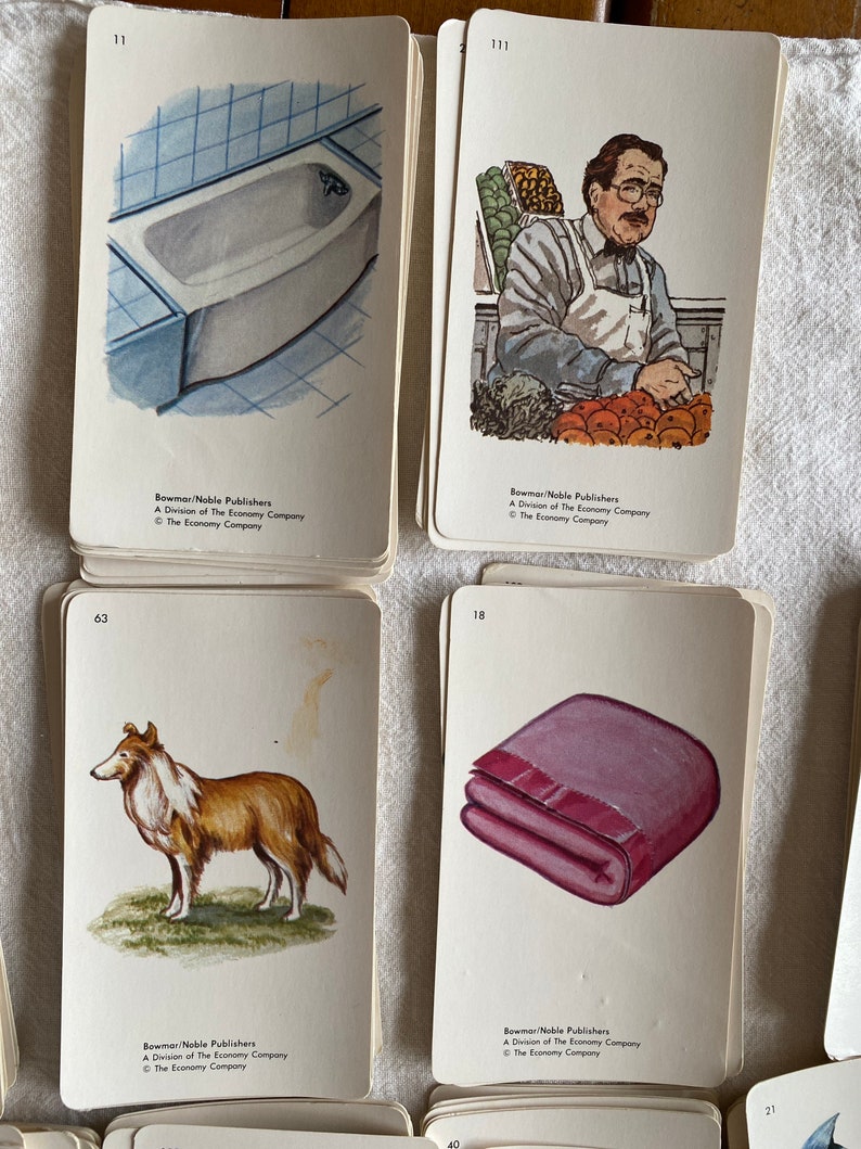 1970s Picture Cards Vocabulary Cards Vintage Set of 5 - Etsy