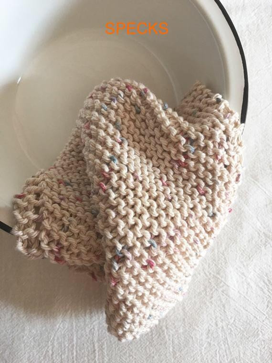 Handmade Knitted 100% Cotton Dish Cloth Dish Rag Ecru With - Etsy
