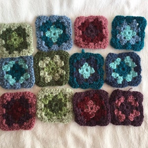 Small Granny Squares, One Dozen of Assorted Colors, Acrylic Yarn ...