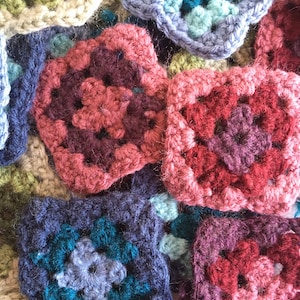 Small Granny Squares, One Dozen of Assorted Colors, Acrylic Yarn ...