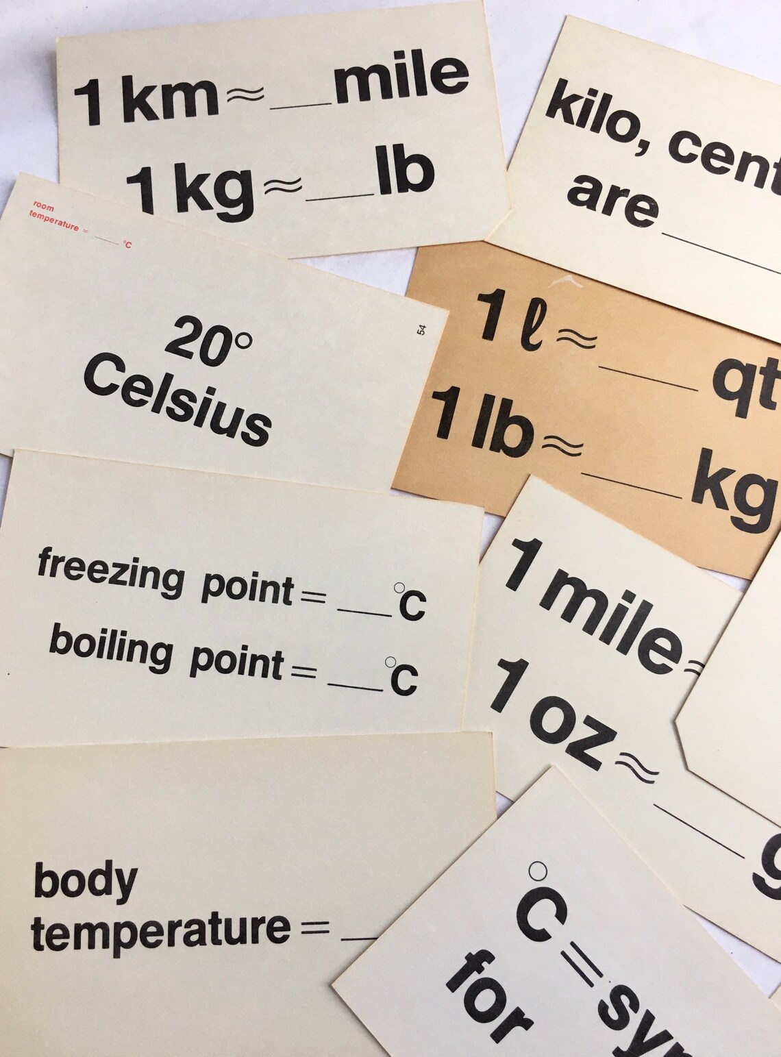 5 Metric Flash Cards 1970s Mid Century Math Cards Milton - Etsy