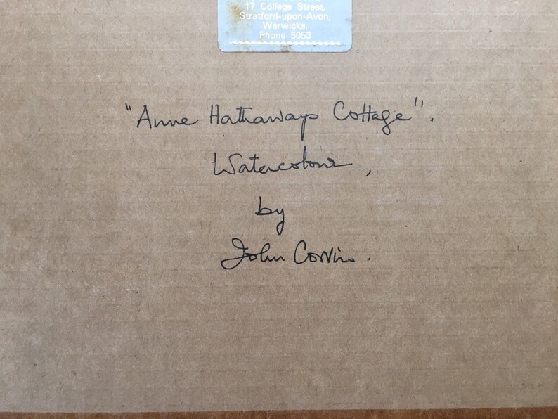 Signed Watercolor Anne Hathaway's Cottage John Corvin | Etsy