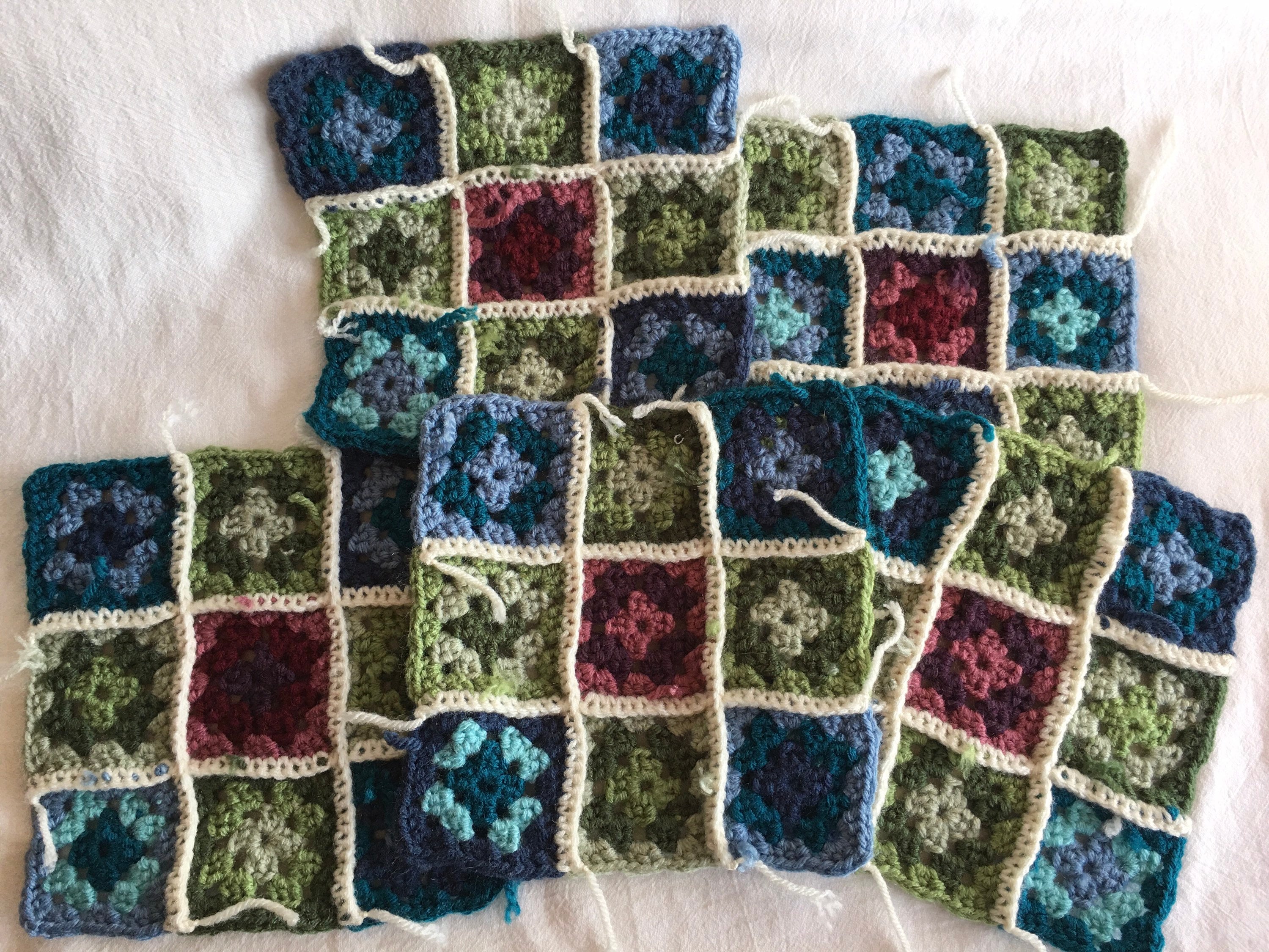 One 9-Piece Granny Square Panel Mat Crocheted Acrylic Yarn | Etsy