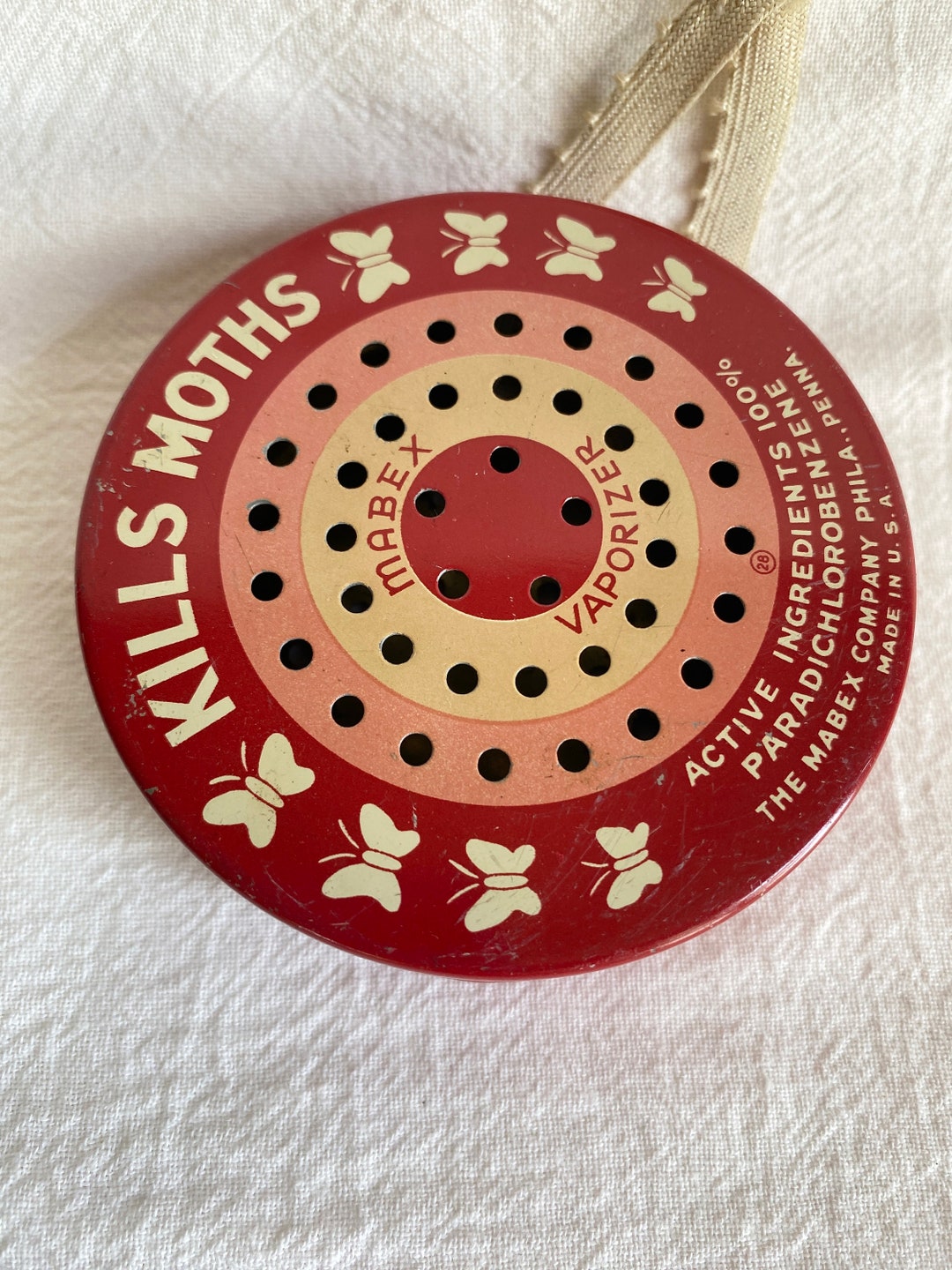Vintage Mabex Vaporizer Tin, Moth Repellant Tin, Closet Hanging Tin ...