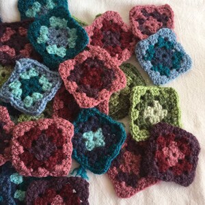 Small Granny Squares, One Dozen of Assorted Colors, Acrylic Yarn ...