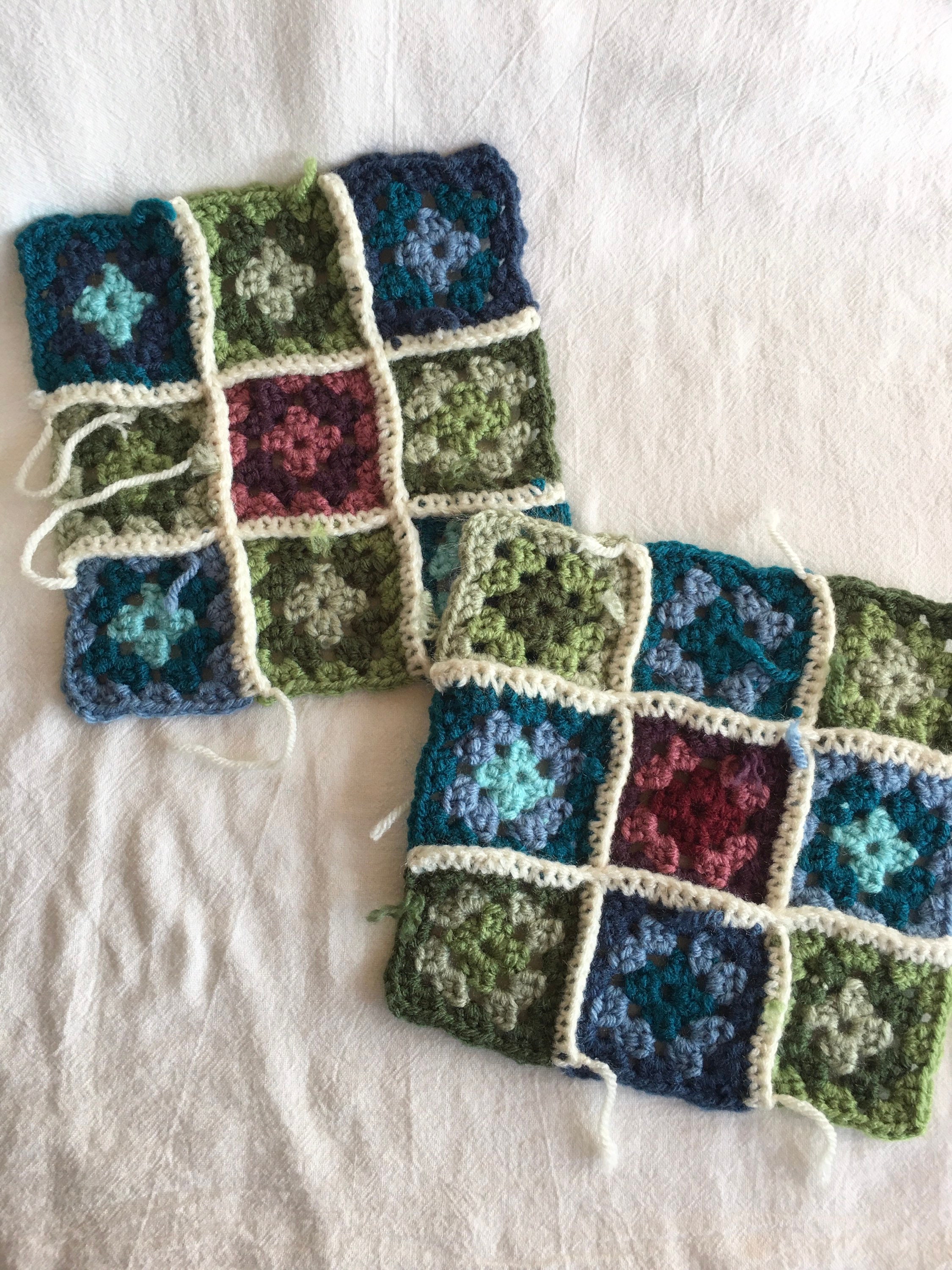 One 9-Piece Granny Square Panel Mat Crocheted Acrylic Yarn | Etsy