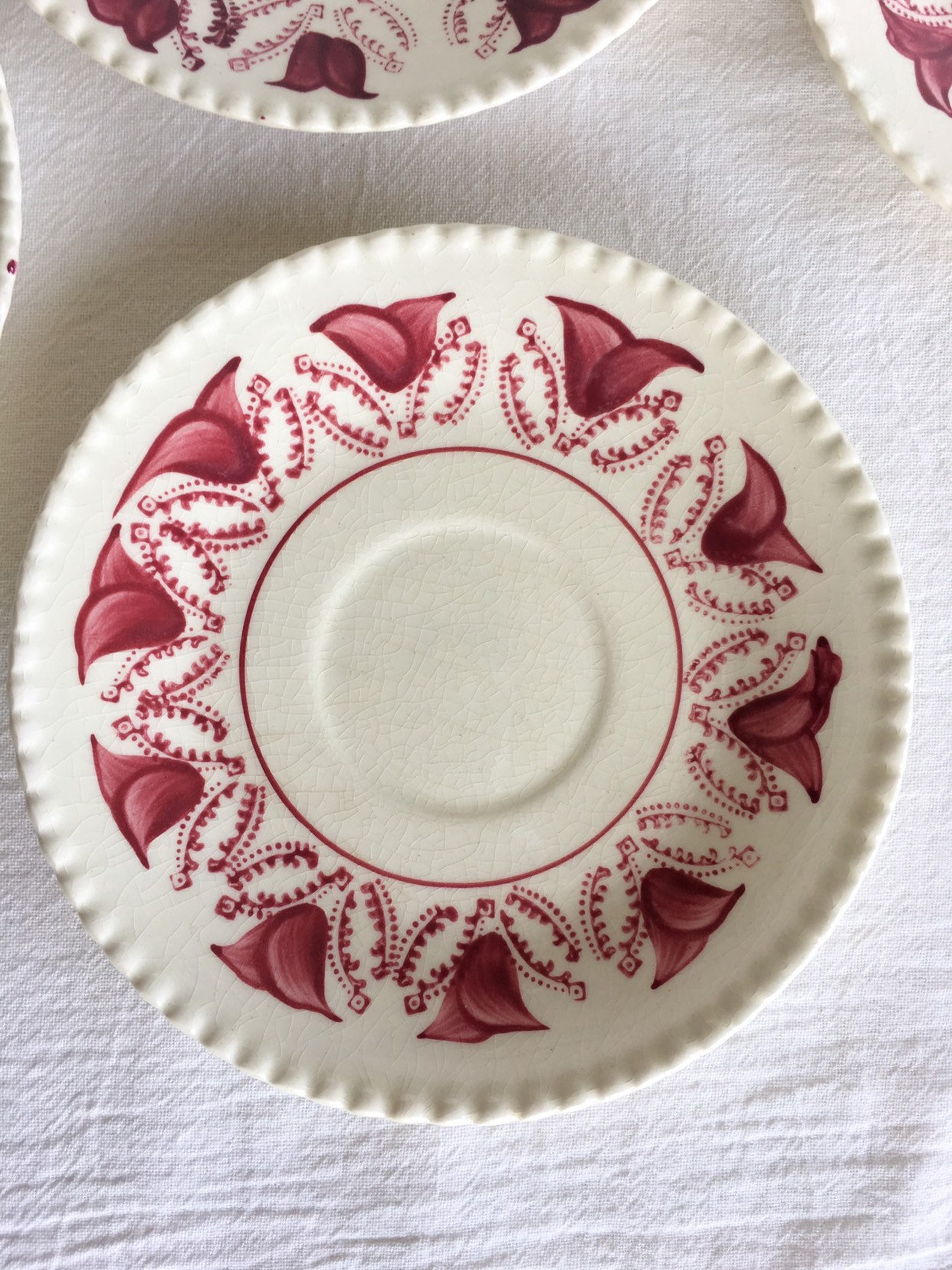 Blue Ridge Red Tulip Saucers Hand Painted Southern - Etsy