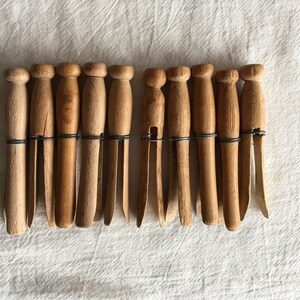 10 Wood Peg Clothespins Vintage Wire Wrapped Laundry Decor Craft Supply ...